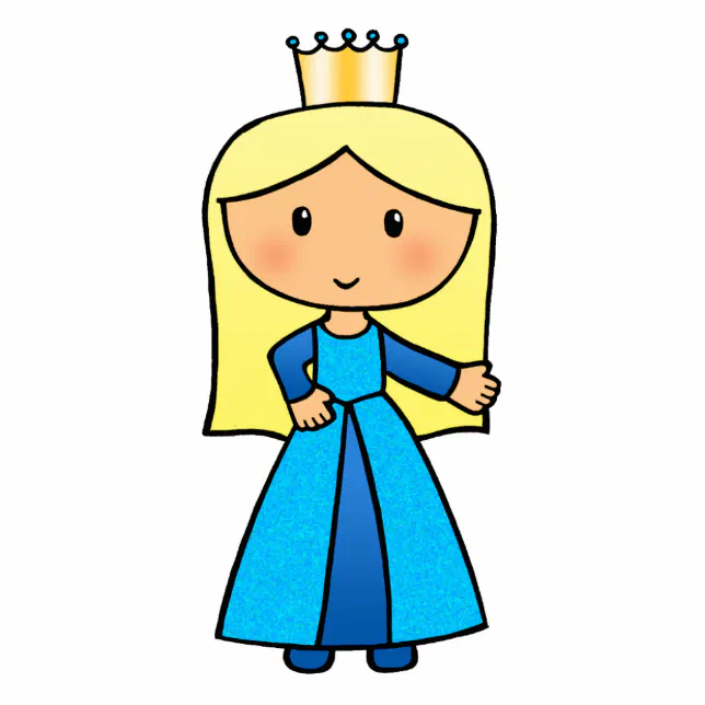 Cartoon Clip Art Cute Blond Princess in Blue Dress Statuette | Zazzle