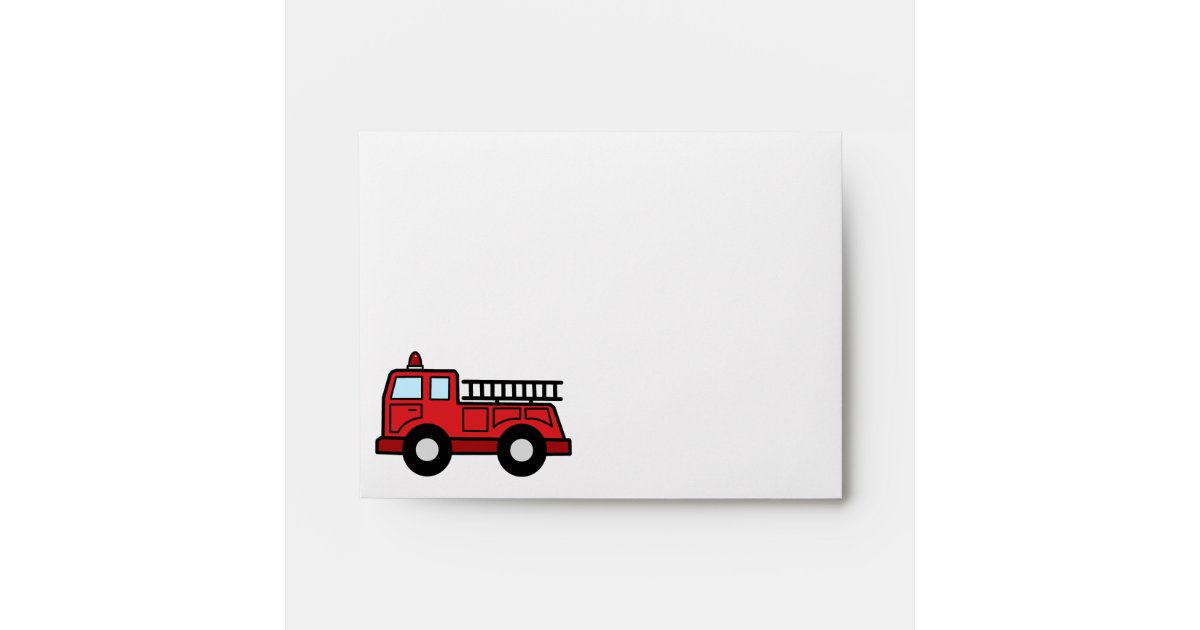 Cartoon Clip Art Firetruck Emergency Vehicle Truck Envelope | Zazzle
