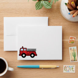 Cartoon Clip Art Firetruck Emergency Vehicle Truck Envelope | Zazzle