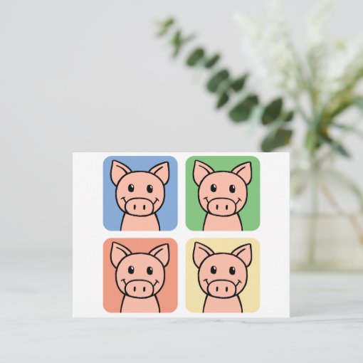 Cartoon Clip Art Laughing Piggie Piggy Pigs! Postcard | Zazzle