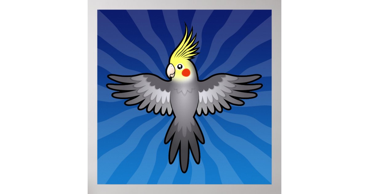 Cartoon Cockatiel Poster | Zazzle