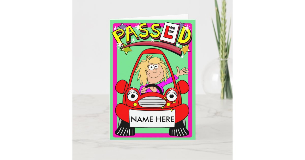 Cartoon Congratulations On Passing Driving Test Card | Zazzle