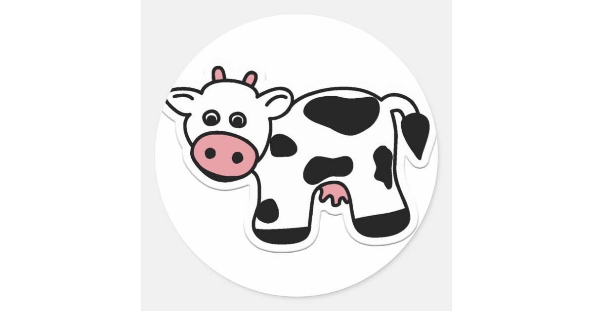 Cartoon Cow Sticker | Zazzle