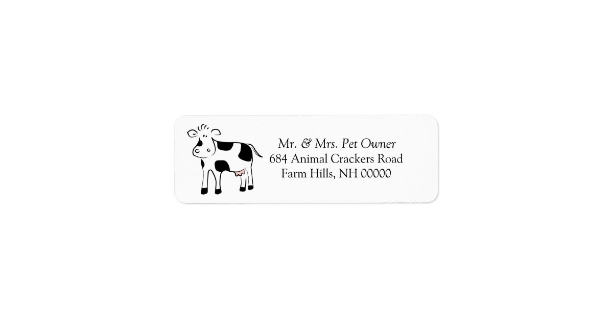 Cartoon Cow Theme Return Address Labels Stickers | Zazzle