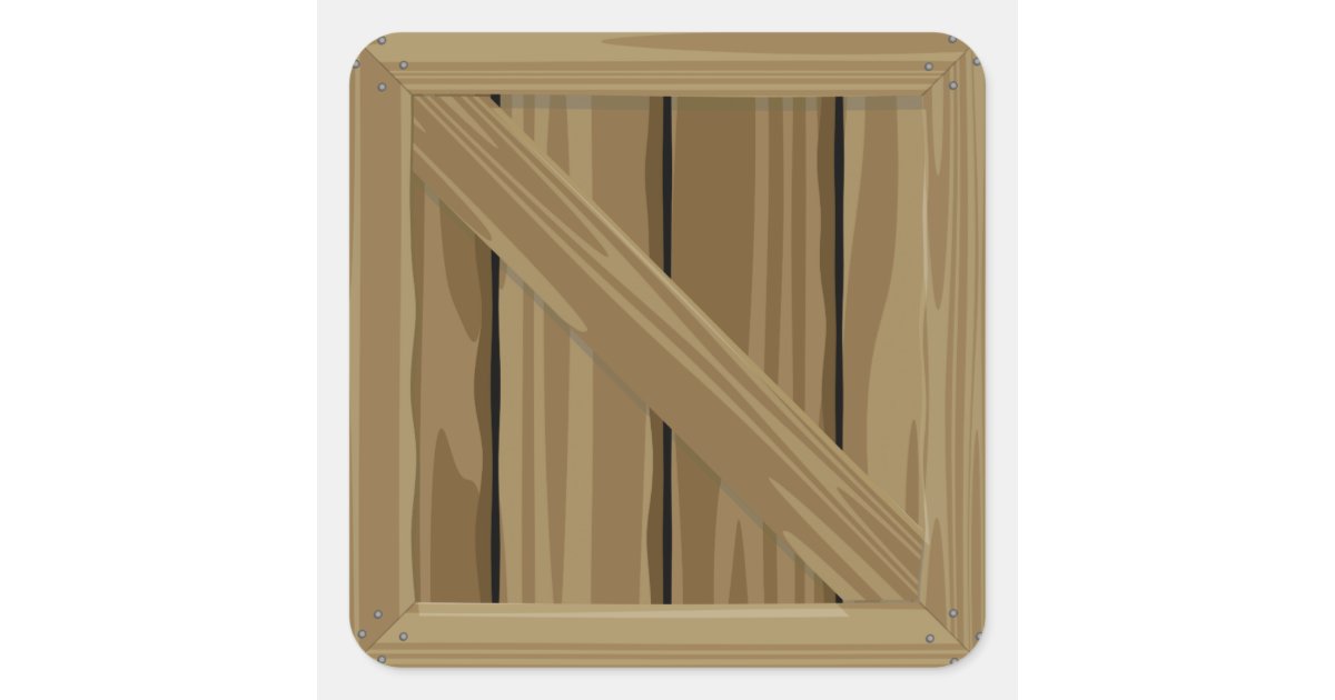 Cartoon Crate Square Sticker | Zazzle