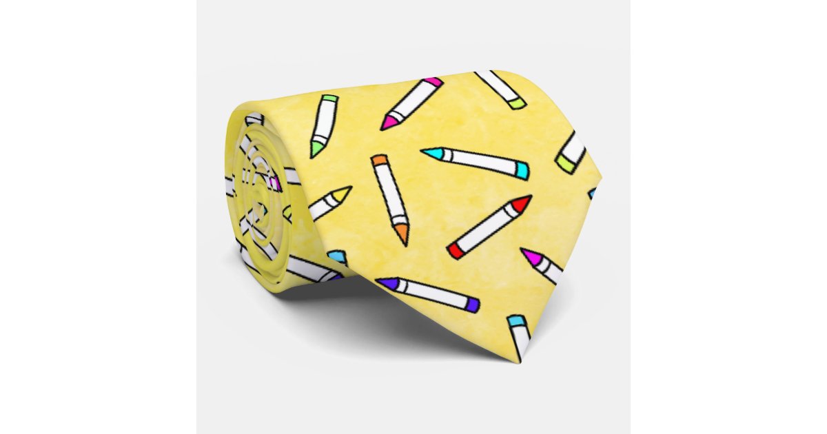 Cartoon Crayon Pattern Decorative Neck Tie | Zazzle
