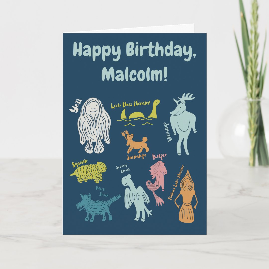 Cartoon Cryptids Cryptozoology Custom Birthday Card | Zazzle