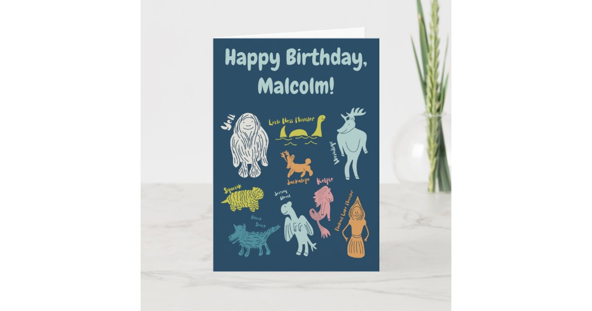 Cartoon Cryptids Cryptozoology Custom Birthday Card | Zazzle