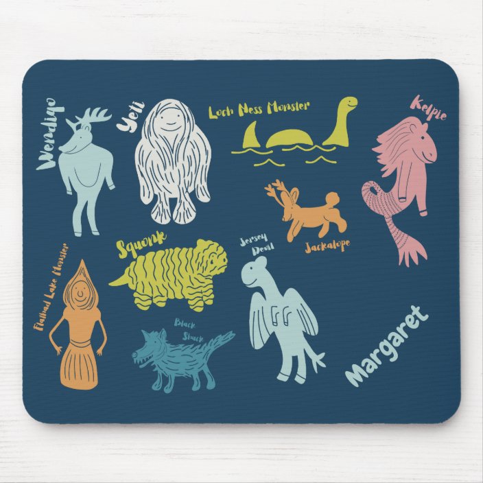 Cartoon Cryptids Cryptozoology Guide Personalized Mouse Pad | Zazzle.com