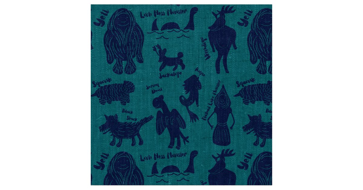 Cartoon Cryptids Cryptozoology ID Guide Fabric | Zazzle
