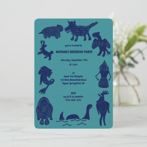 Cartoon Cryptids Cryptozoology Monsters Birthday I Invitation | Zazzle