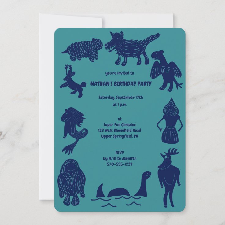 Cartoon Cryptids Cryptozoology Monsters Birthday I Invitation | Zazzle