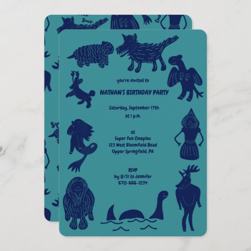 Cartoon Cryptids Cryptozoology Monsters Birthday I Invitation | Zazzle