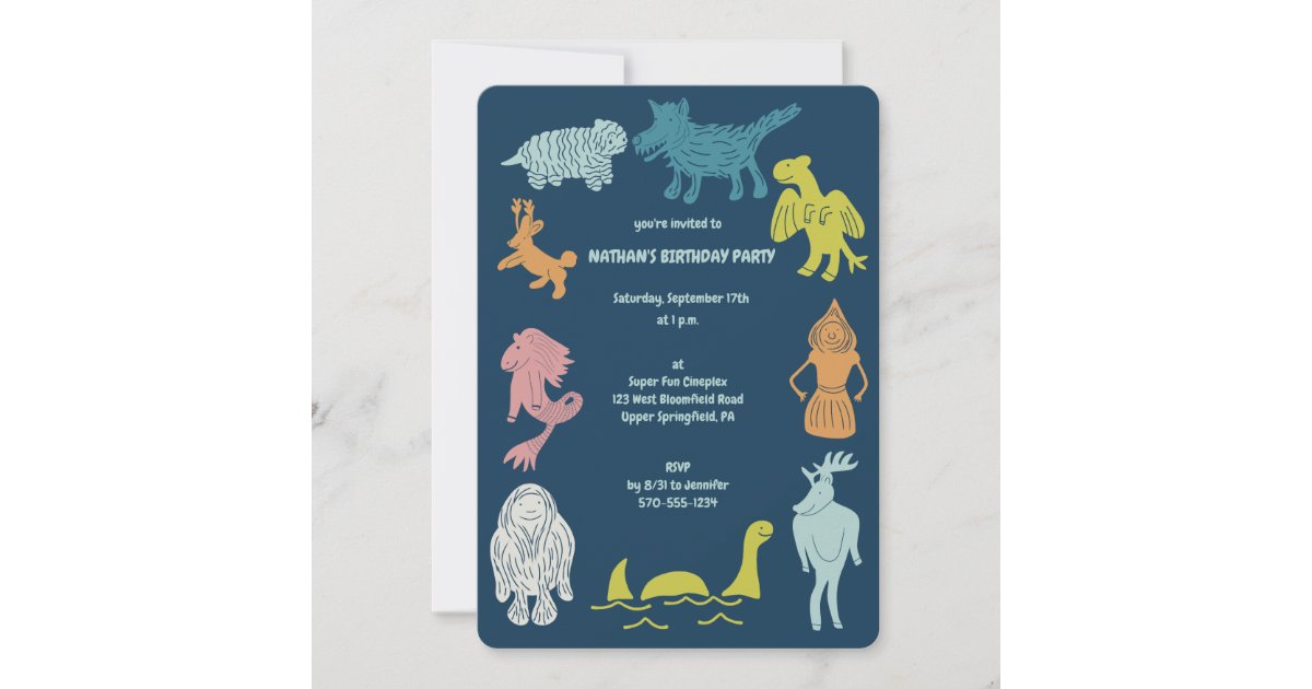 Cartoon Cryptids Cryptozoology Monsters Birthday Invitation | Zazzle