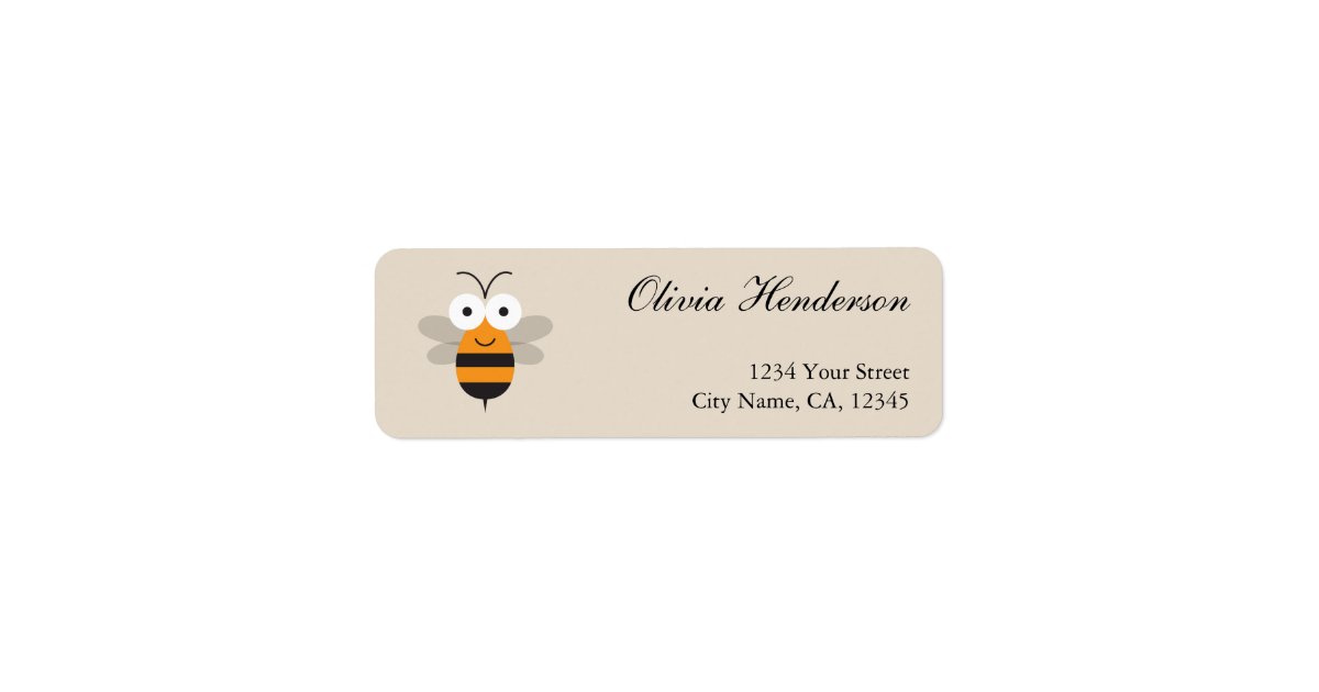Cartoon Cute Bumble Honey Bee Return Address Label | Zazzle