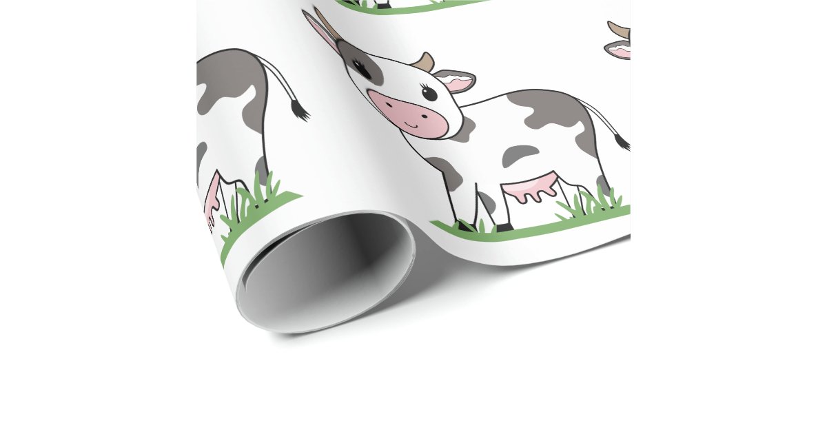 Cartoon Cute Cow Wrapping Paper | Zazzle