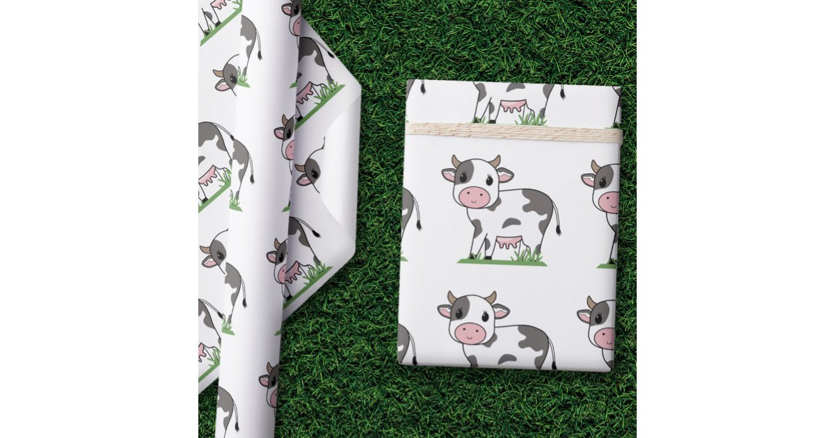 Cartoon Cute Cow Wrapping Paper | Zazzle