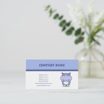 Cartoon Cute Hippo Business Card | Zazzle