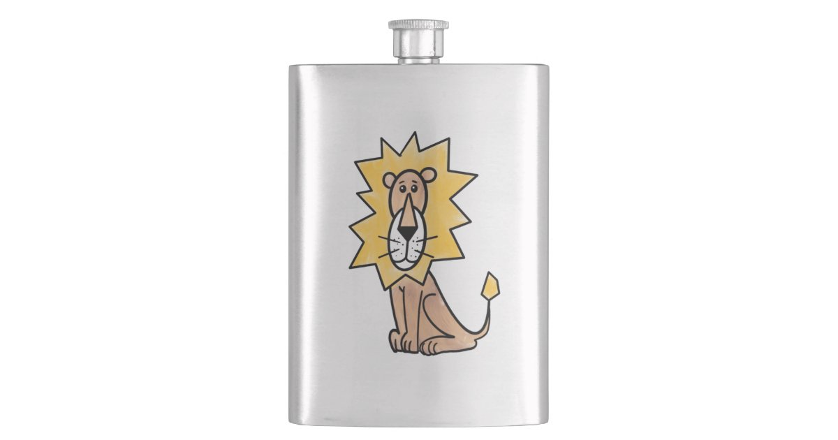cartoon cute lion kids retro safari jungle animal flask | Zazzle