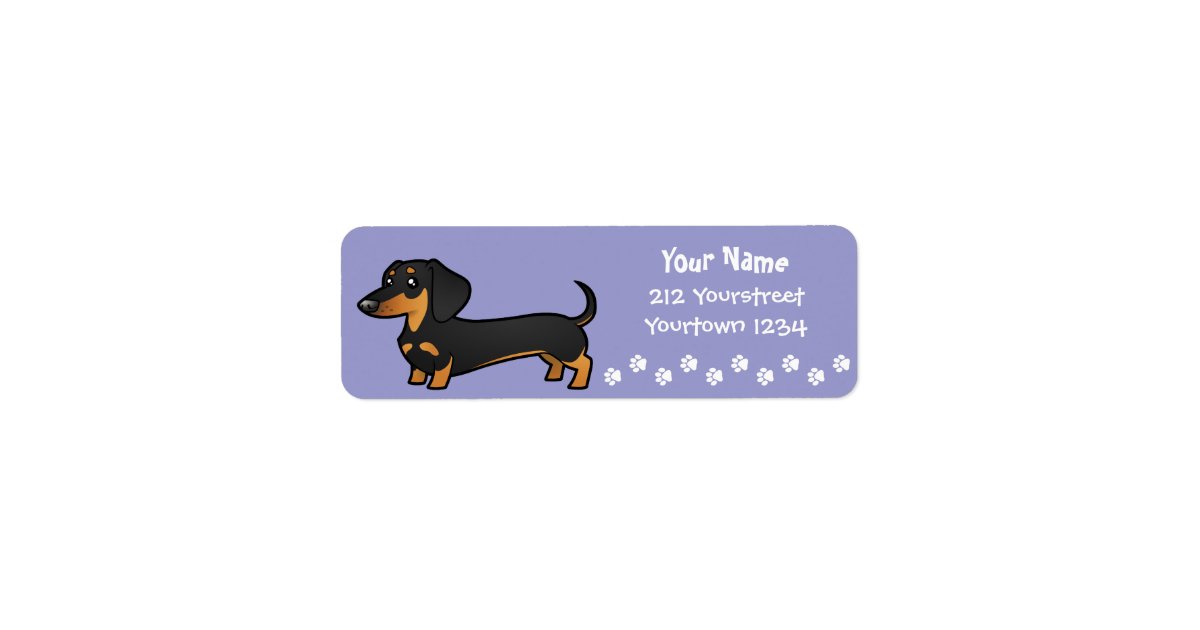 Cartoon Dachshund (smooth coat) Label | Zazzle