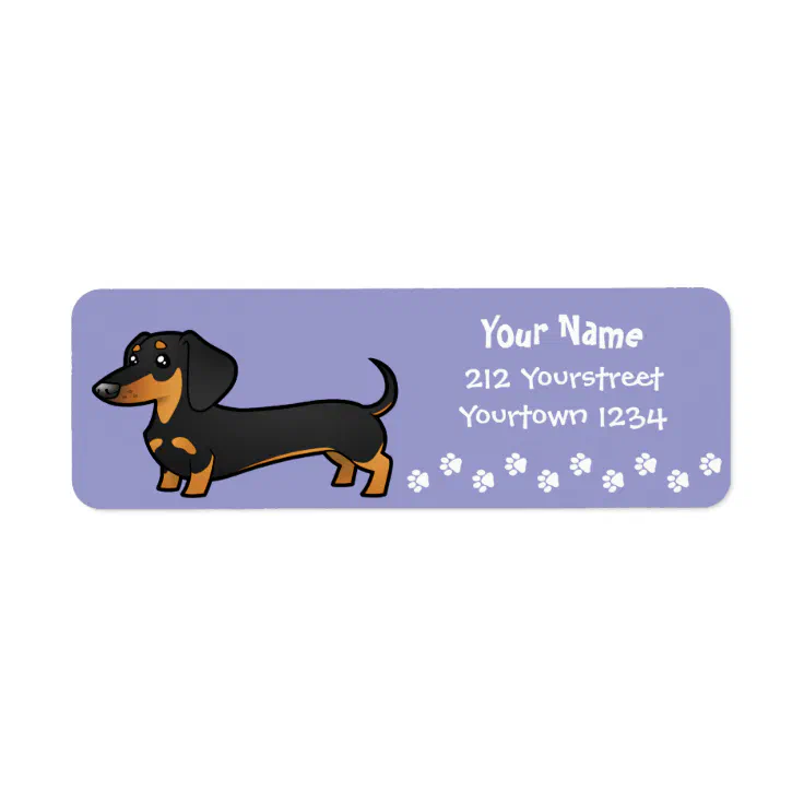 Cartoon Dachshund (smooth coat) Label | Zazzle