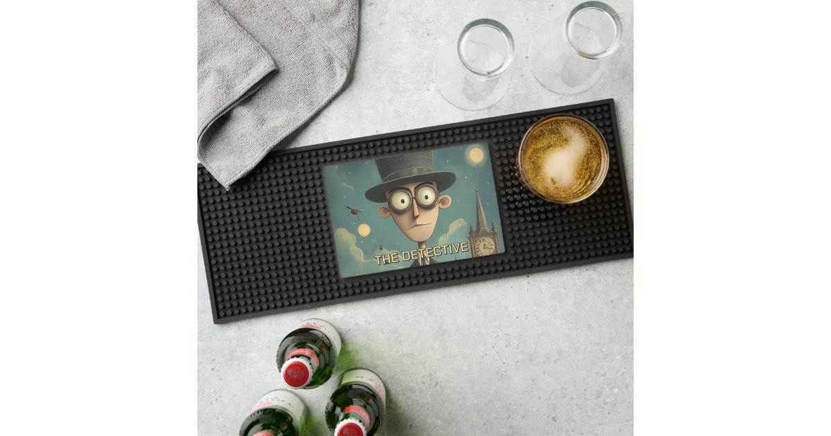 Cartoon Detective Bar Mat | Zazzle