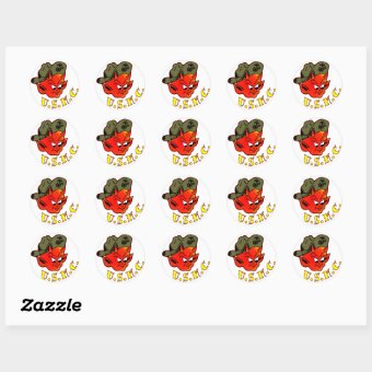 Cartoon Devil Marine Corps Classic Round Sticker | Zazzle