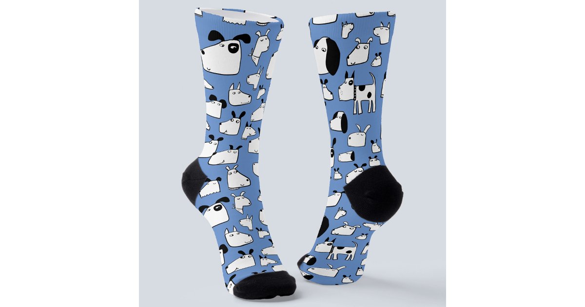 Cartoon Dog Blue Socks | Zazzle