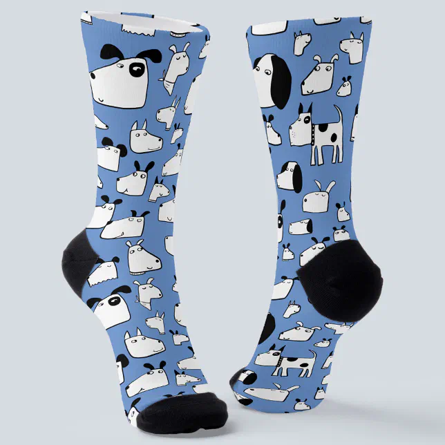 Cartoon Dog Blue Socks | Zazzle