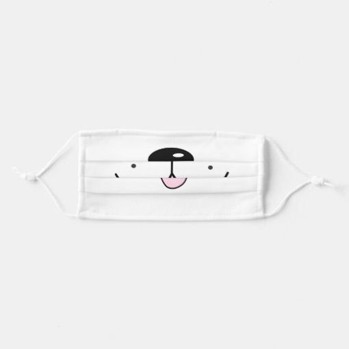 Cartoon Dog Face nose and doggy smile on white Adult Cloth Face Mask ...