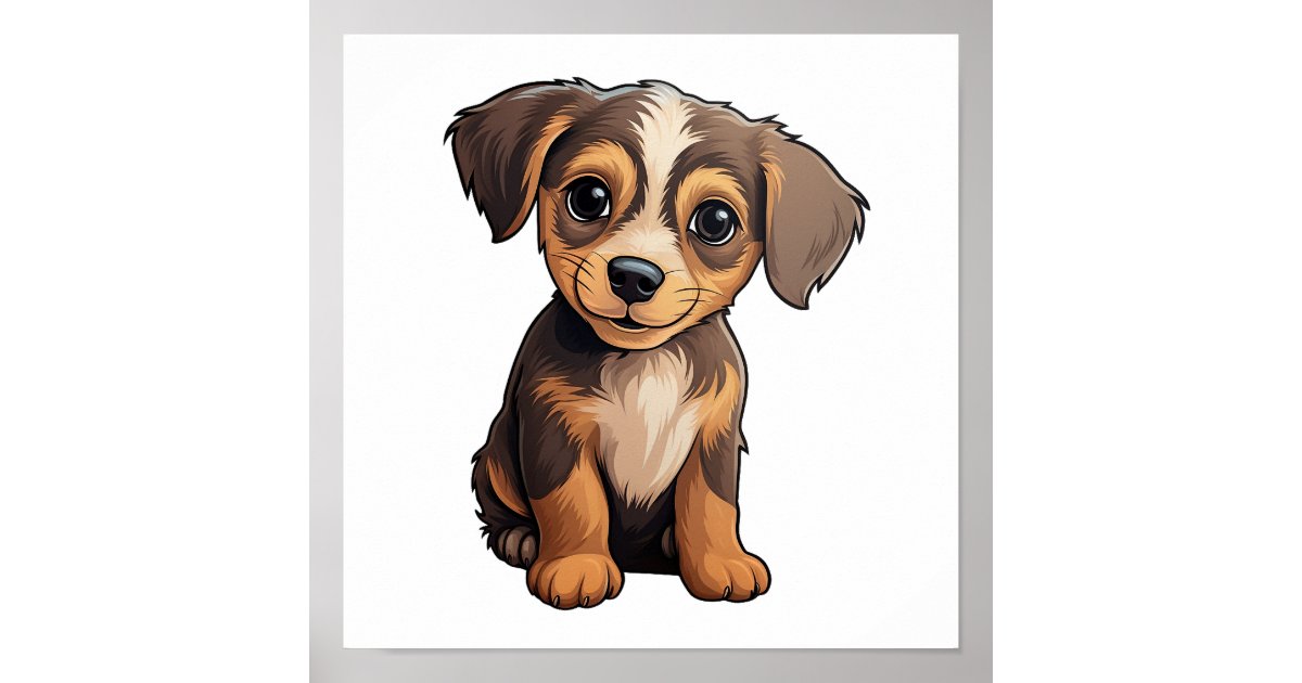 Cartoon dog illustration poster | Zazzle