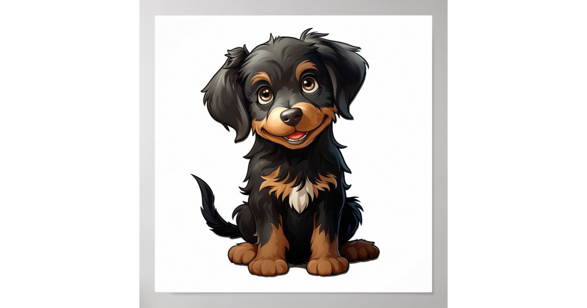 Cartoon dog illustration poster | Zazzle
