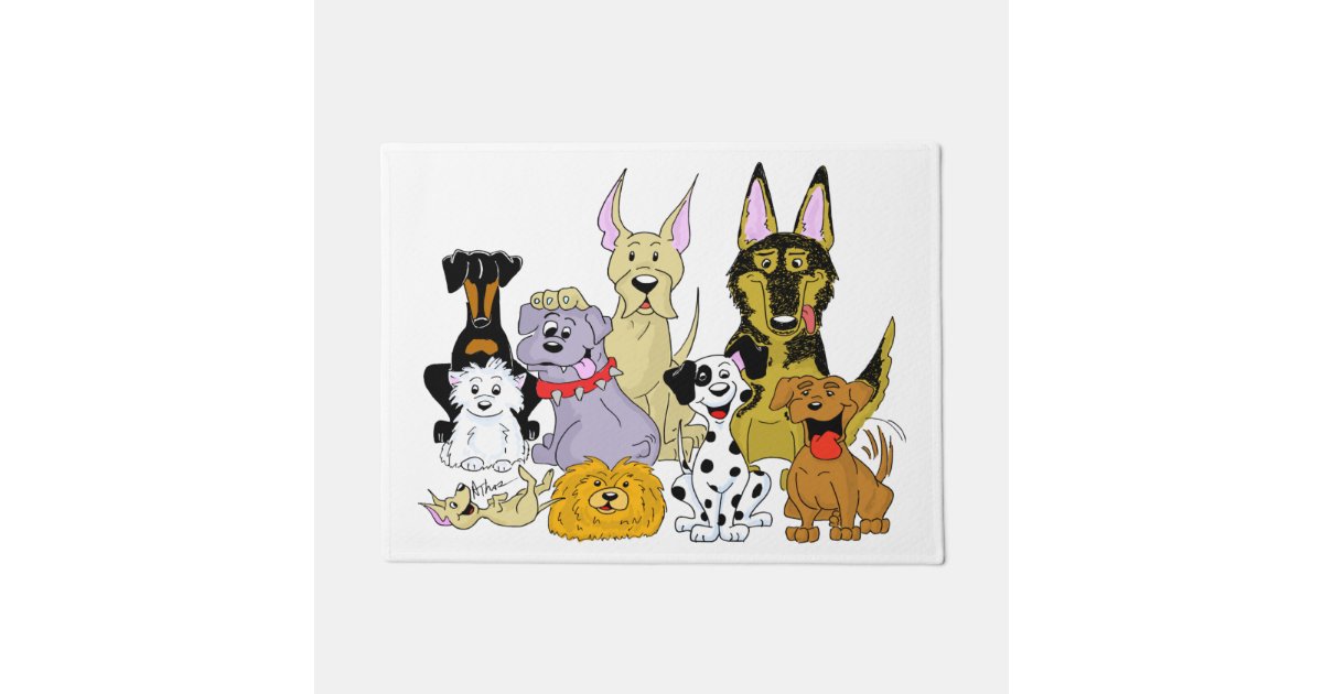Cartoon Dog Pack Doormat | Zazzle