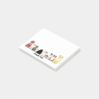 cartoon dogs and cats postit post-it notes | Zazzle