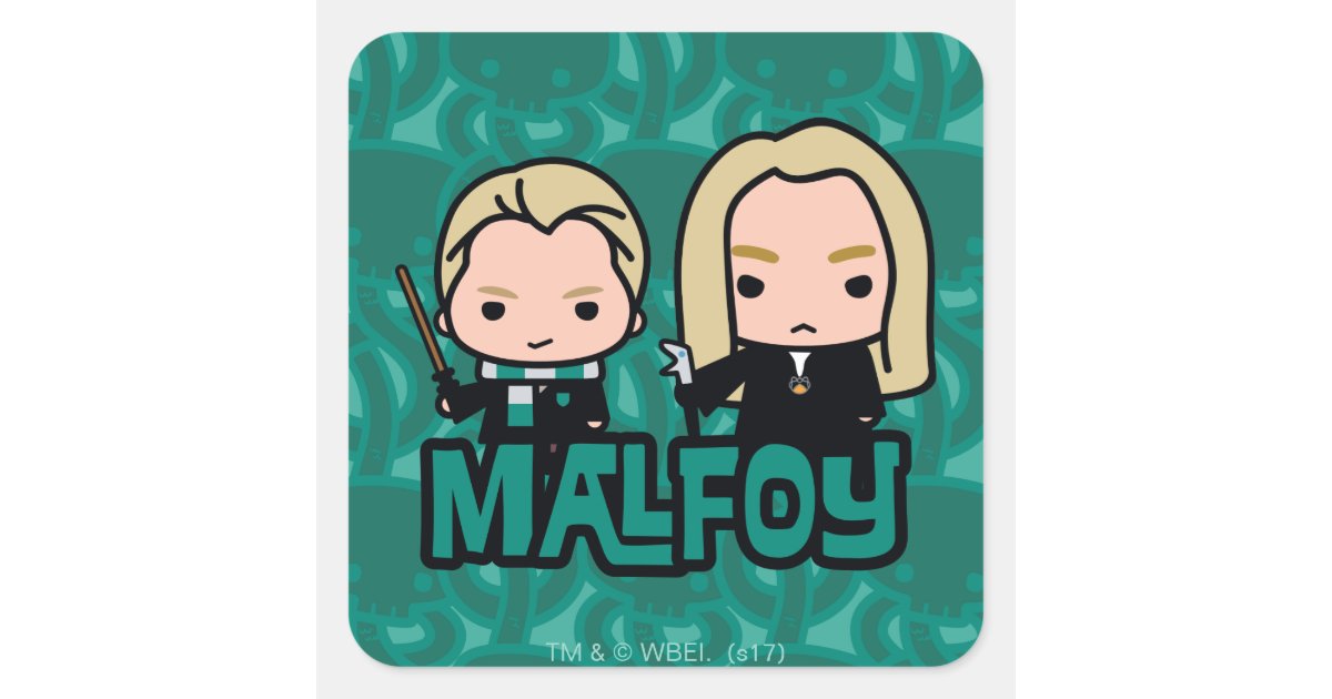 Cartoon Draco and Lucius Malfoy Character Art Square Sticker | Zazzle