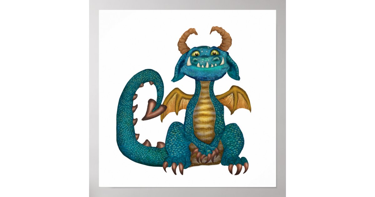 Cartoon Dragon Poster (unsigned - no background) | Zazzle