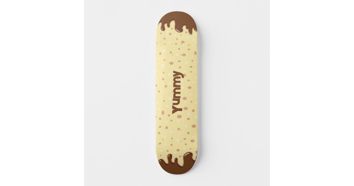 Cartoon dripping cake with name skateboard | Zazzle