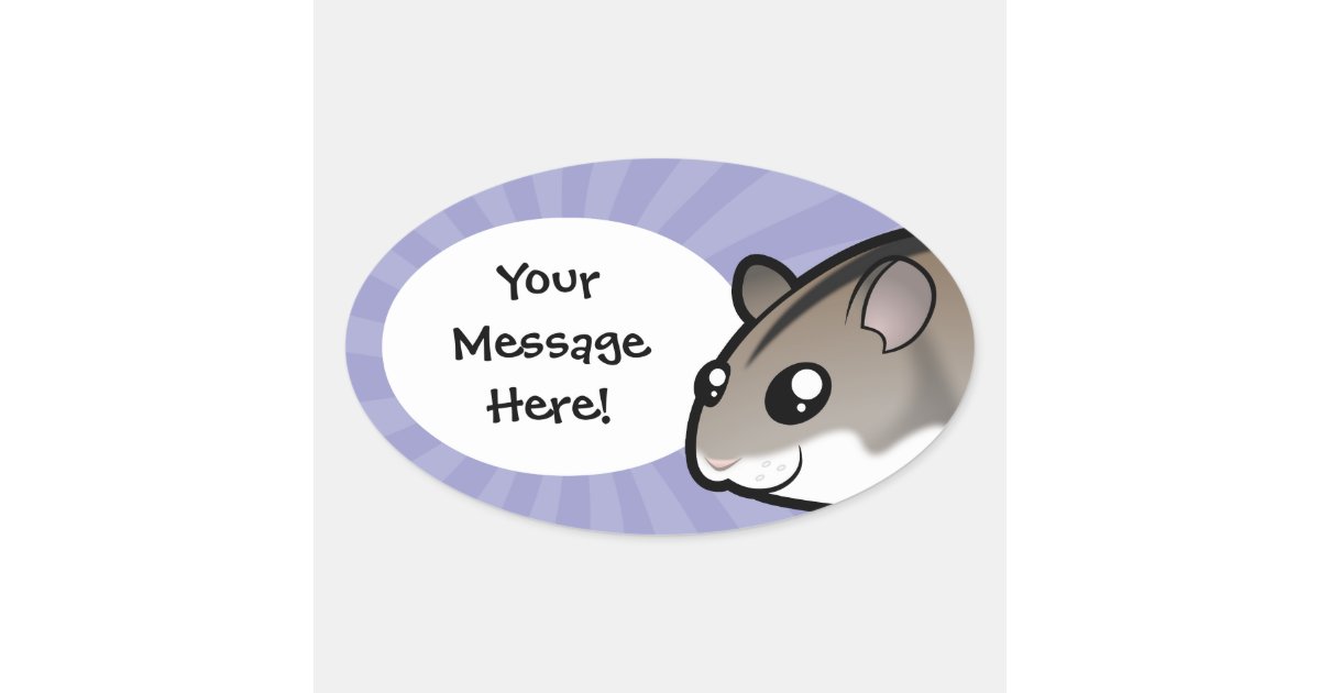 Cartoon Dwarf Hamster Oval Sticker | Zazzle
