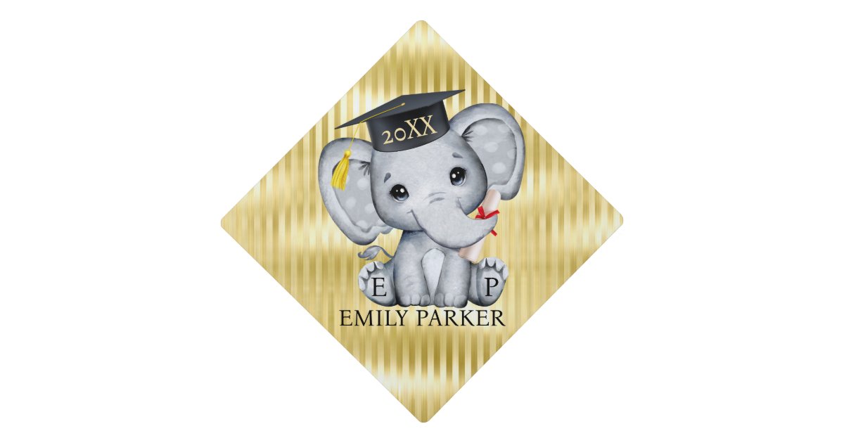 Cartoon Elephant Graduation Cap Topper | Zazzle