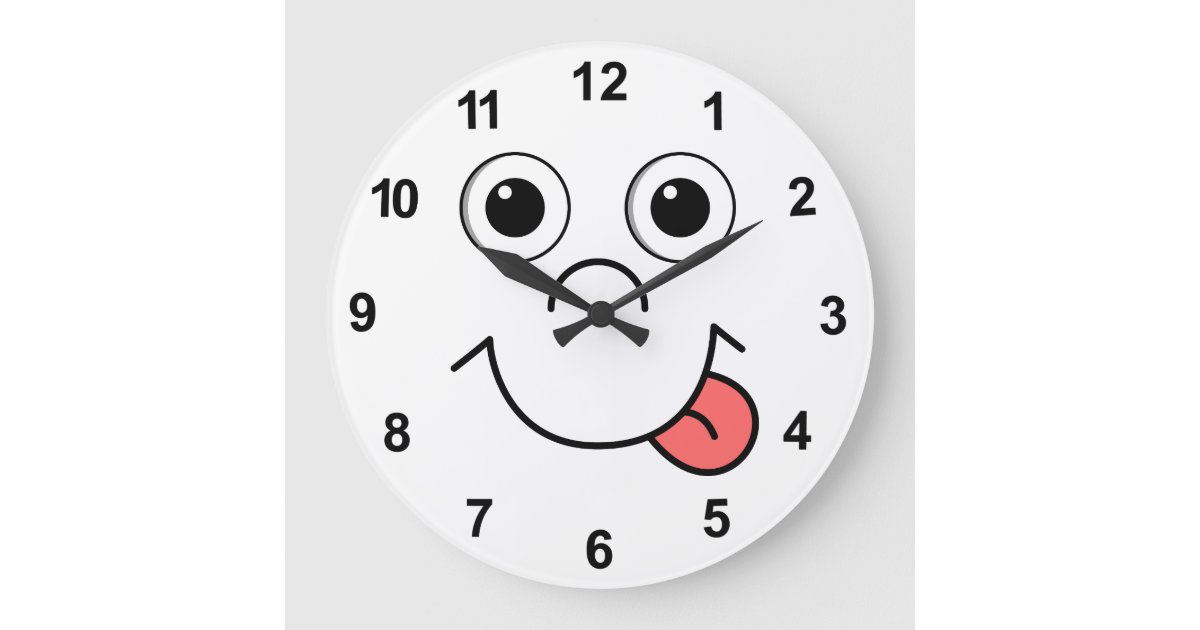 Cartoon face large clock | Zazzle