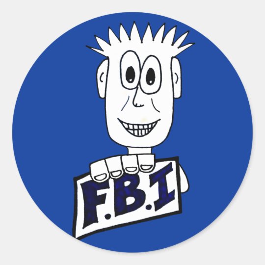 Cartoon FBI Agent Classic Round Sticker | Zazzle.com