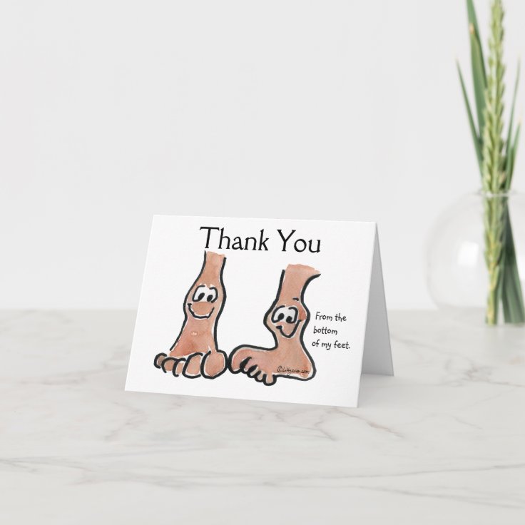 Cartoon Feet Thank You Greeting Card | Zazzle