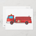 Cartoon Fire Truck/Engine Postcard | Zazzle