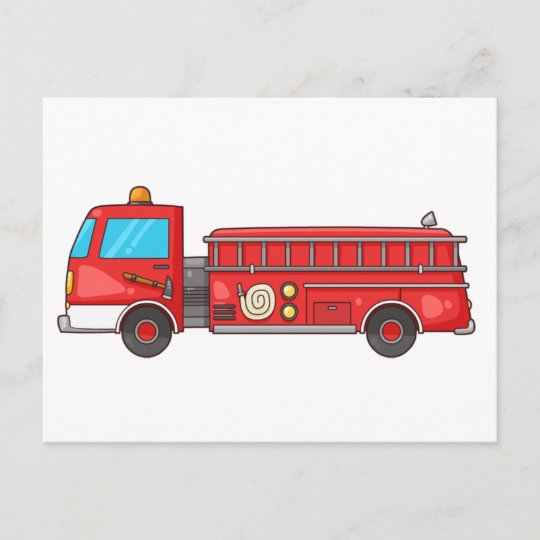 Cartoon Fire Truck/Engine Postcard | Zazzle.com