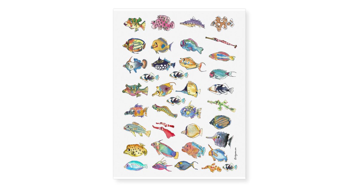 Cartoon Fish Temporary Tattoos | Zazzle