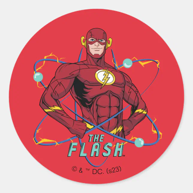 Cartoon Flash Atomic Graphic Classic Round Sticker | Zazzle