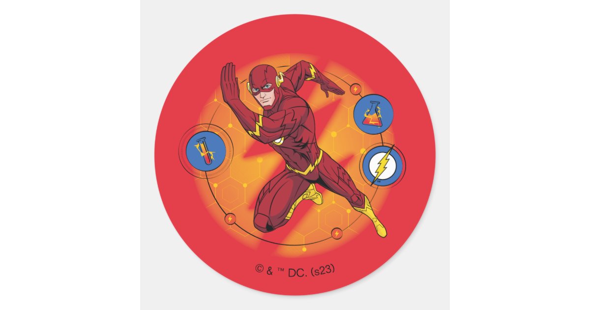 Cartoon Flash Laboratory Running Graphic Classic Round Sticker | Zazzle