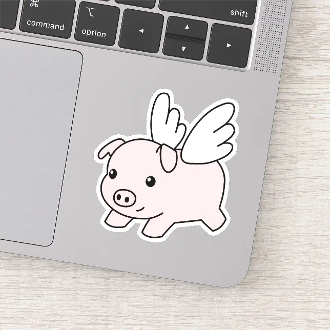 Cartoon Flying Pig - Cute Piglet with Wings Sticker | Zazzle