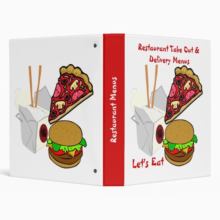 Cartoon Foods Take out Menu Binder | Zazzle
