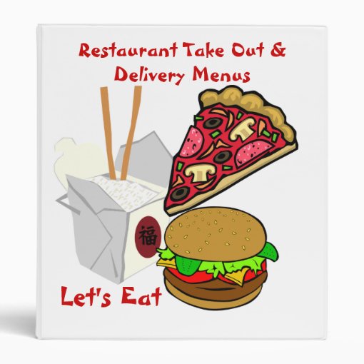 Cartoon Foods Take out Menu Binder | Zazzle